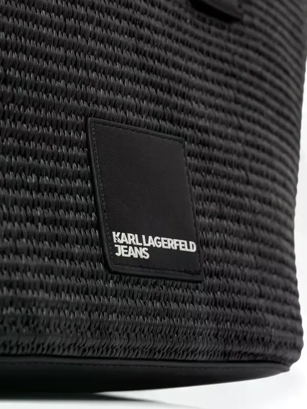 Karl Lagerfeld Logo-strap Woven Tote Bag - Black