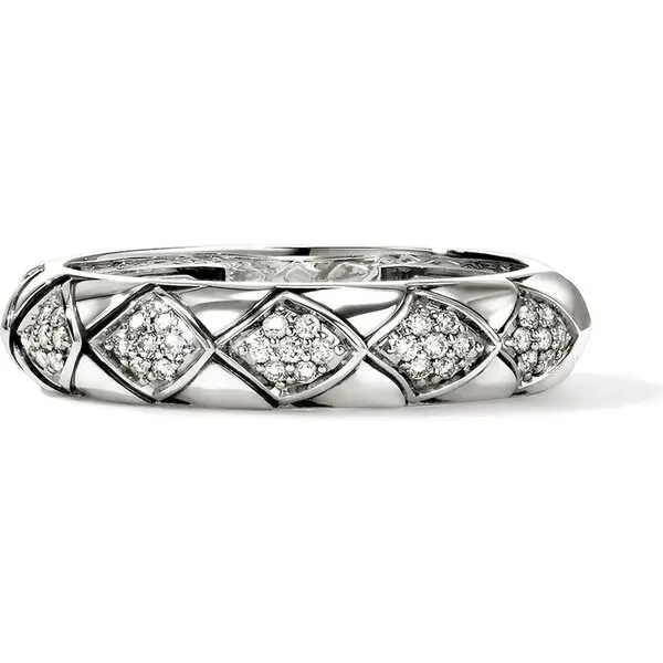 John Hardy Naga Sterling & Diamond Band Ring - Silver