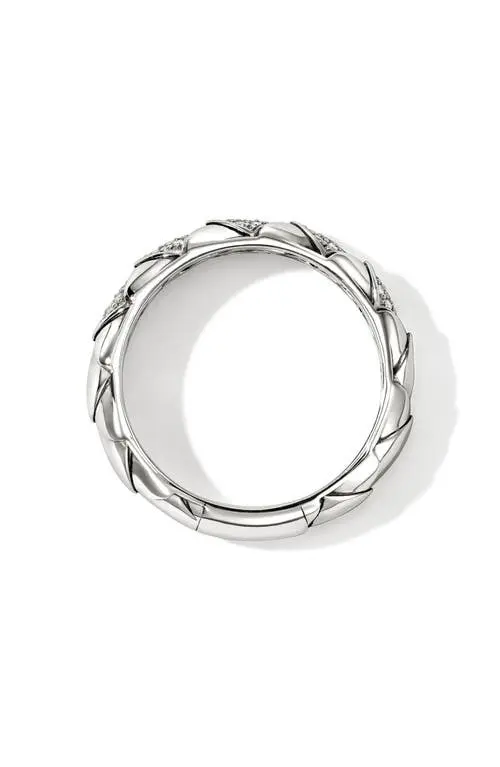 John Hardy Naga Sterling & Diamond Band Ring