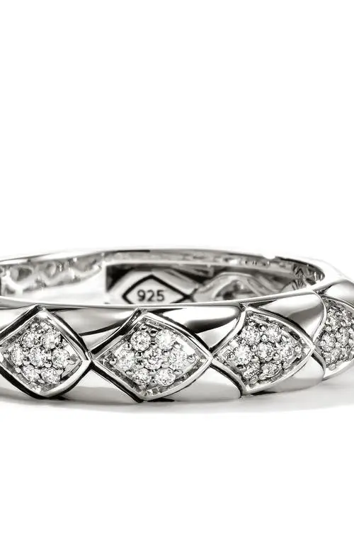 John Hardy Naga Sterling & Diamond Band Ring