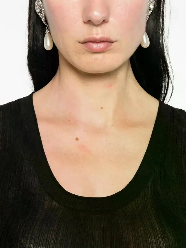 NACKIYE Ribbed Sheer Top