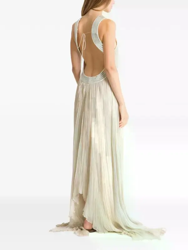 Alberta Ferretti Pleated Open-back Dress - Grey