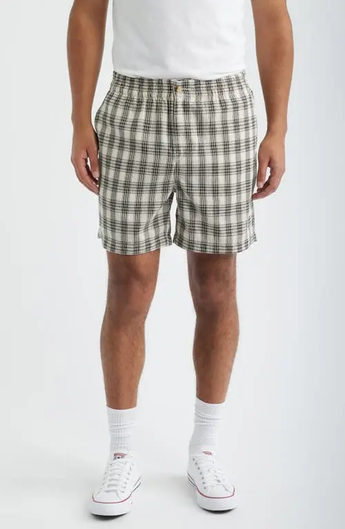 925 ORIGINALS Plaid Elastic Waist Shorts - Cream