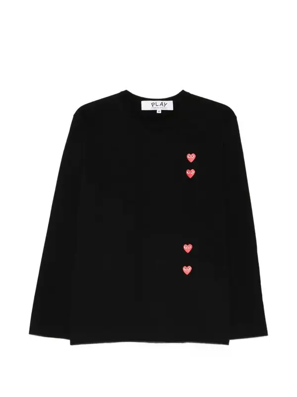 Play Comme Des Garcon Heart-print Long-sleeve T-shirt - Black