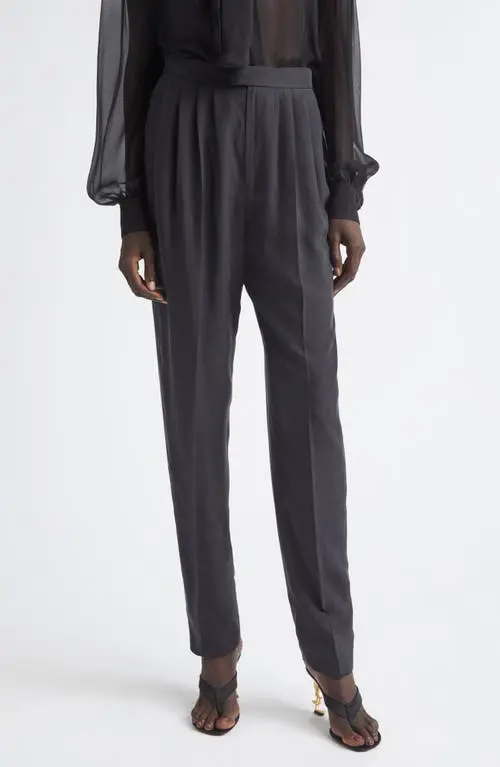 Saint Laurent Tailored Silk Straight Leg Pants
