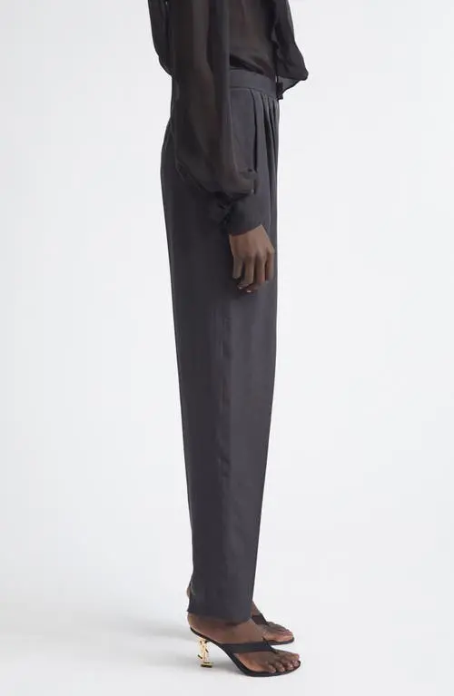 Saint Laurent Tailored Silk Straight Leg Pants