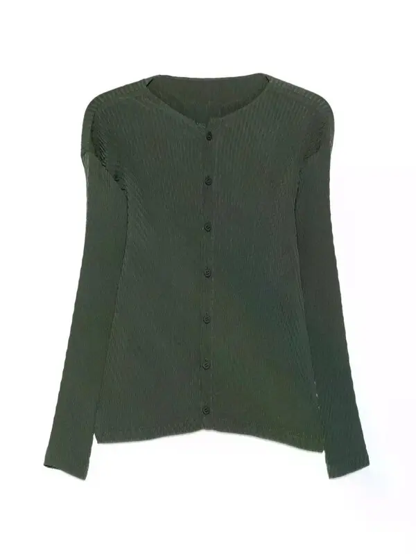 Issey Miyake Pleated-effect Cardigan - Green
