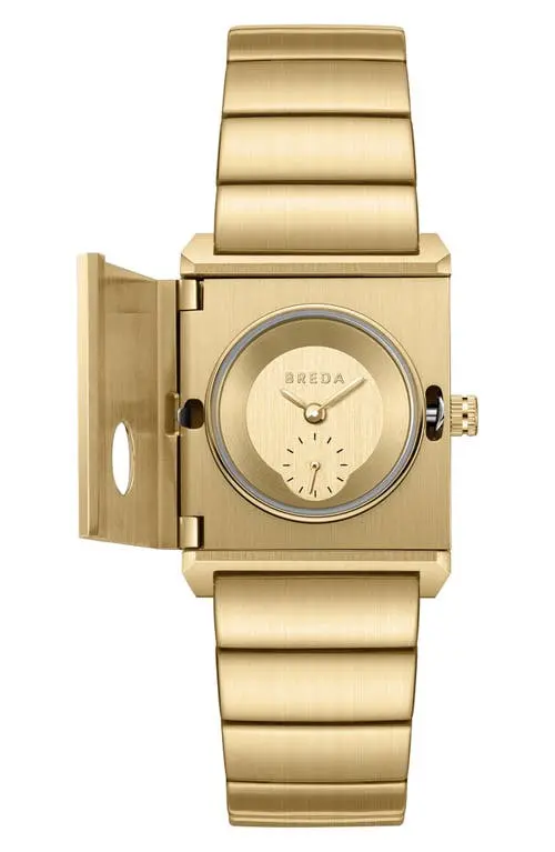BREDA Pulse Locket Tank Bracelet Watch - Gold