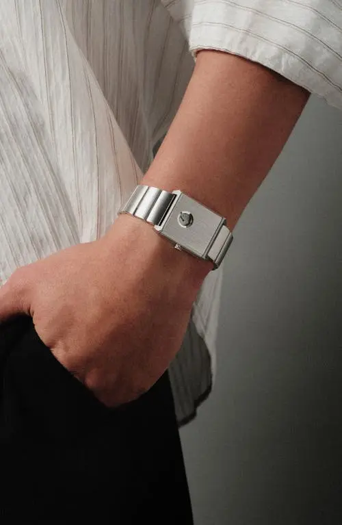 BREDA Pulse Locket Tank Bracelet Watch - Silver