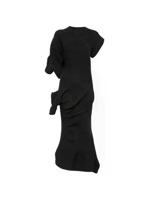 Issey Miyake Life Form Asymmetric Ribbed-knit Midi Dress