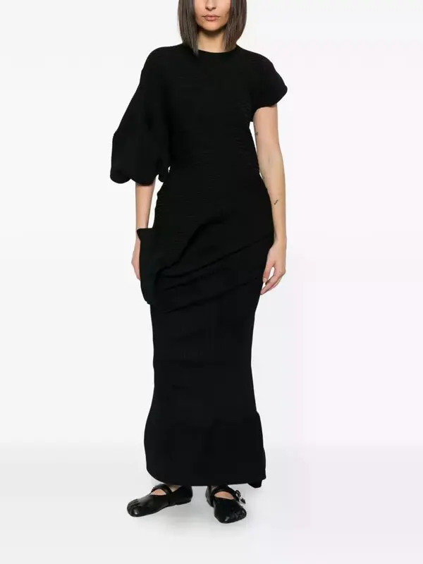 Issey Miyake Life Form Asymmetric Ribbed-knit Midi Dress