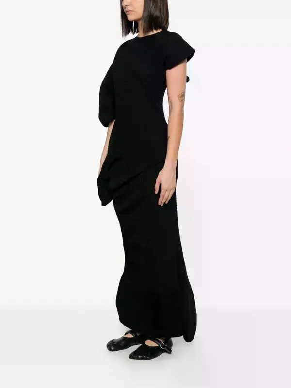 Issey Miyake Life Form Asymmetric Ribbed-knit Midi Dress