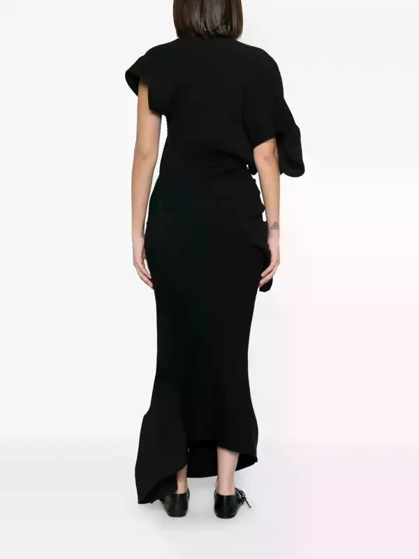 Issey Miyake Life Form Asymmetric Ribbed-knit Midi Dress