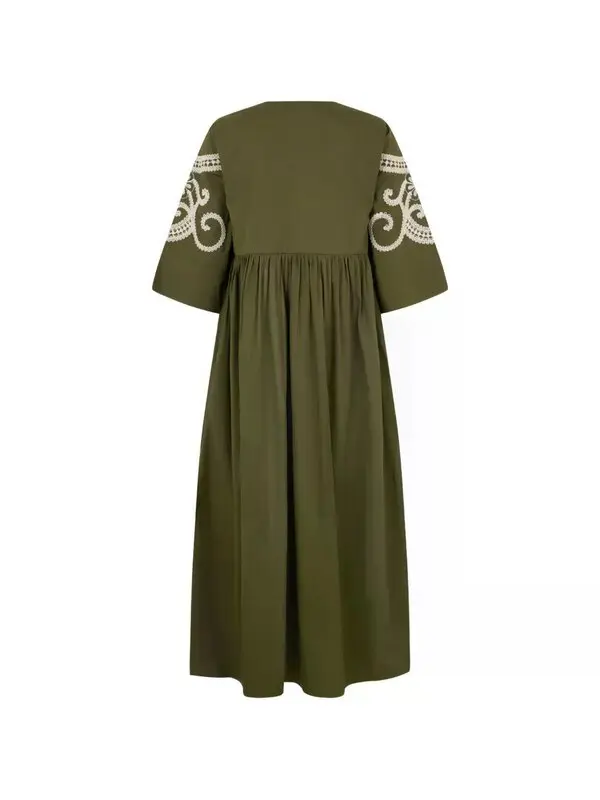 Max Mara Tilde Embroidered Maxi Dress - Green