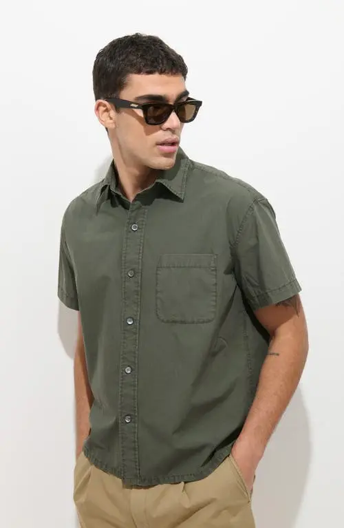 ALEX MILL Franklin Short Sleeve Cotton Poplin Button-up Shirt