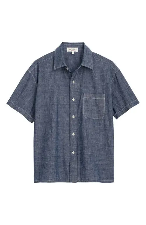 ALEX MILL Franklin Short Sleeve Cotton Chambray Button-up Shirt