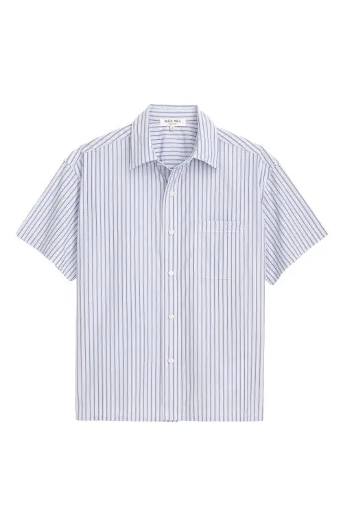 ALEX MILL Franklin Short Sleeve Stripe Cotton Button-up Shirt
