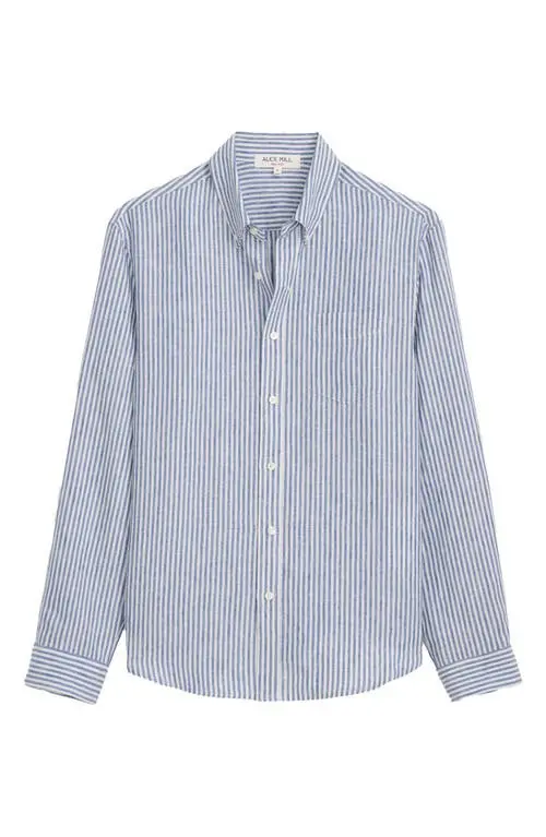 ALEX MILL Mill Stripe Linen Button-down Shirt - Blue/white