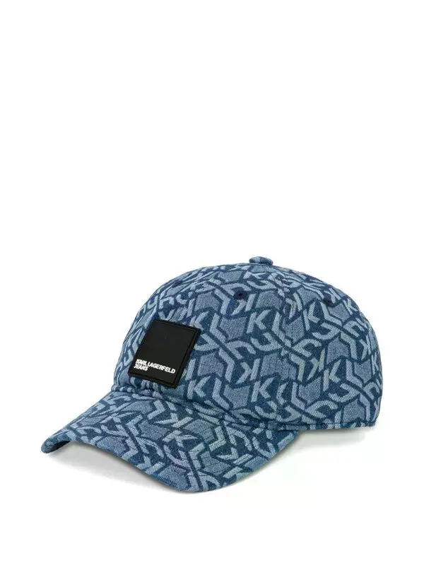 Karl Lagerfeld Monogram Denim Cap - Blue