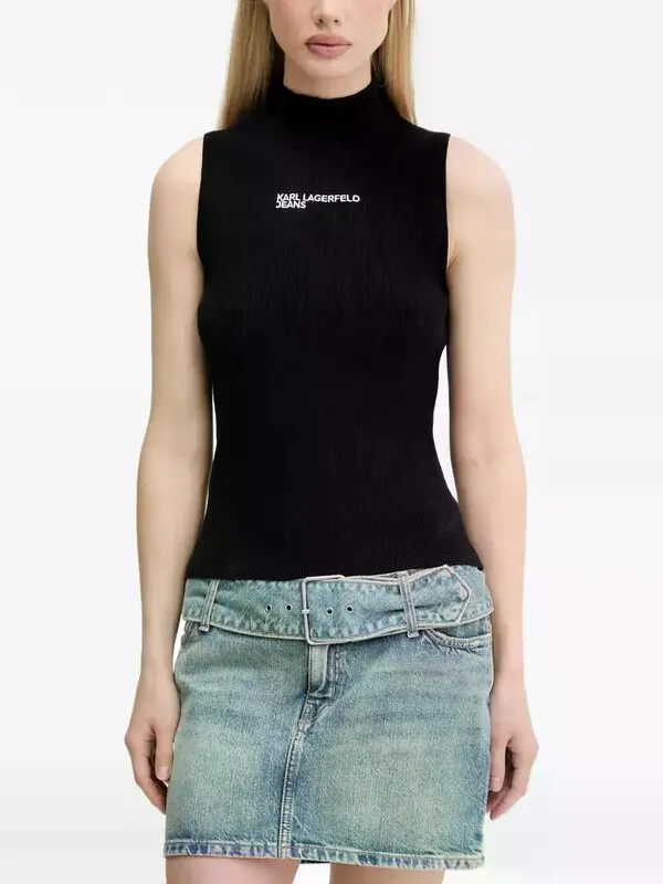 Karl Lagerfeld Logo Mock-neck Top