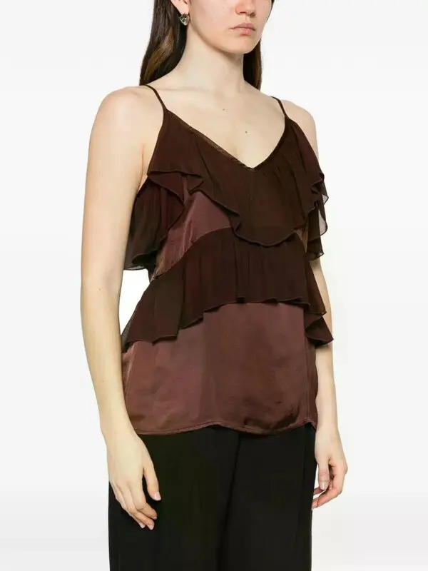 Dixie Ruffled Blouse - Brown