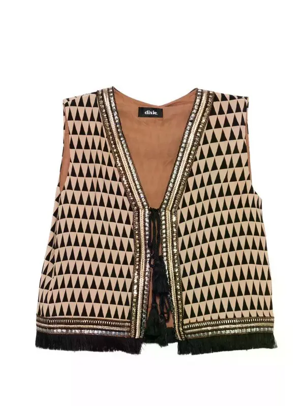 Dixie Geometric Print Sequin-embellished Blouse