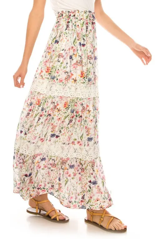 A COLLECTIVE STORY Floral Print Crochet Trim Maxi Skirt