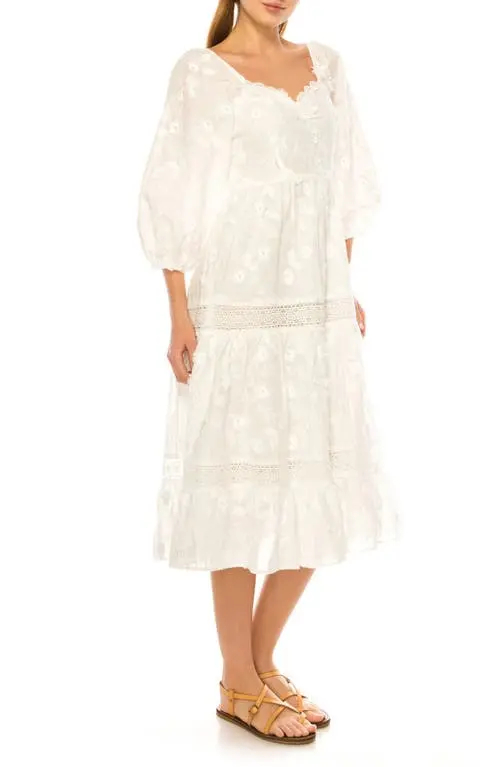 A COLLECTIVE STORY Floral Embroidered Cotton Midi Dress