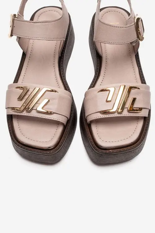 FOREVER & ALWAYS SHOES Leather Platform Sandals