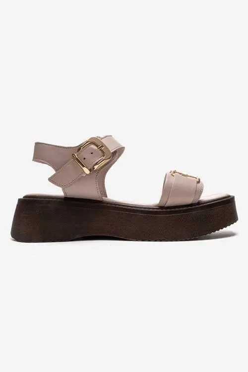 FOREVER & ALWAYS SHOES Leather Platform Sandals