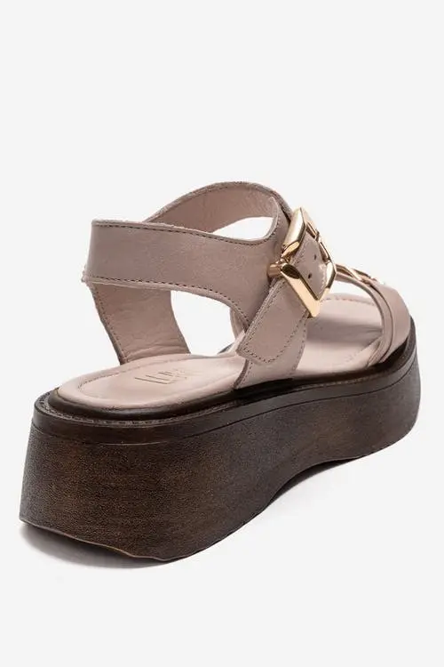 FOREVER & ALWAYS SHOES Leather Platform Sandals