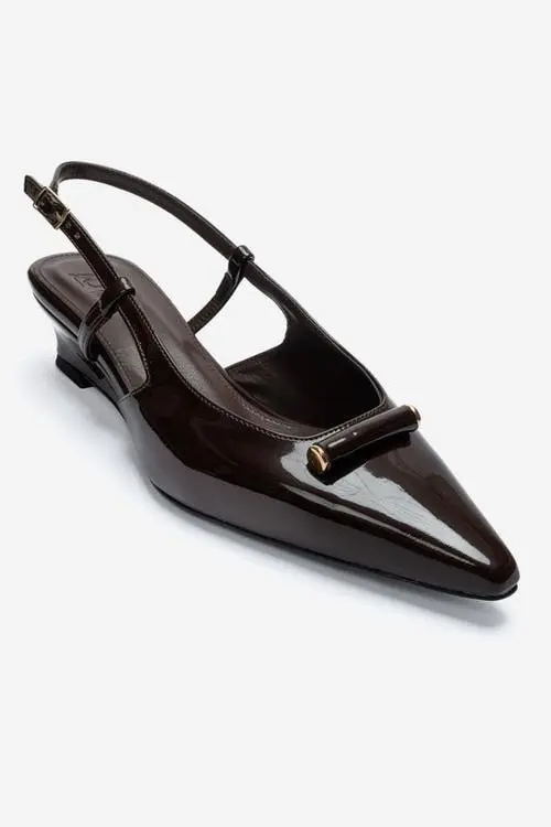 PROLOGUE SHOES Vhea Slingback Pump - Brown Patent