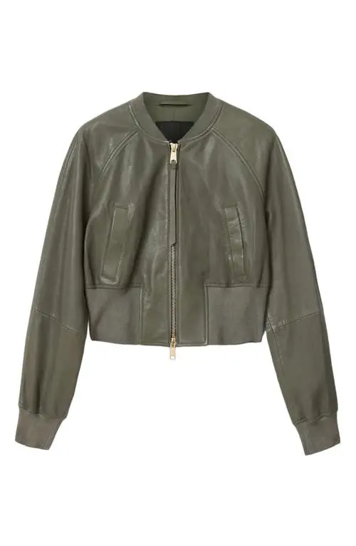 ALLSAINTS Suri Leather Bomber Jacket - Caledon Green