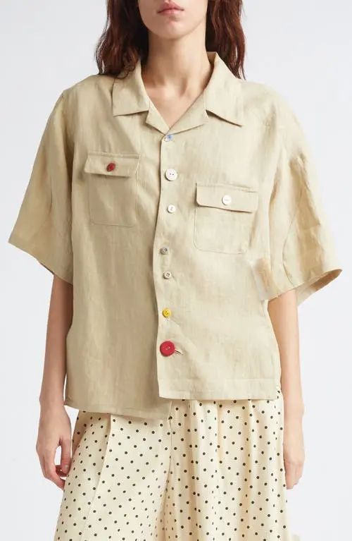 Undercover Asymmetric Linen Camp Shirt
