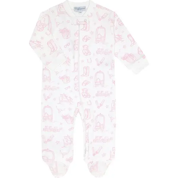 NELLAPIMA Lone Star Toile Zipper Footiebaby - Pink