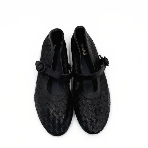 AMIE RAFA Rena Woven Mary Janes - Black