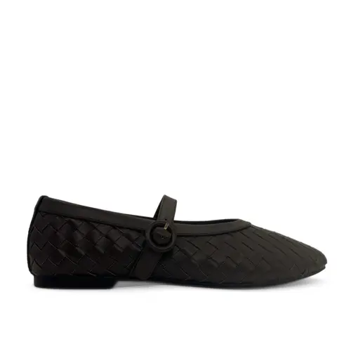 AMIE RAFA Woven Leather Mary Janes - Brown