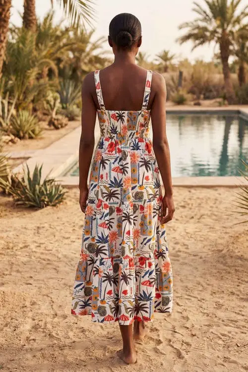 CHANGE OF SCENERY Lizzie Printed Tiered Midi Dress - Riviera