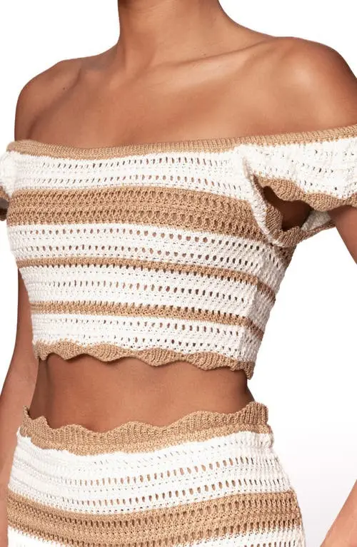 JLUXLABEL Striped Crochet Knit Skirt Set