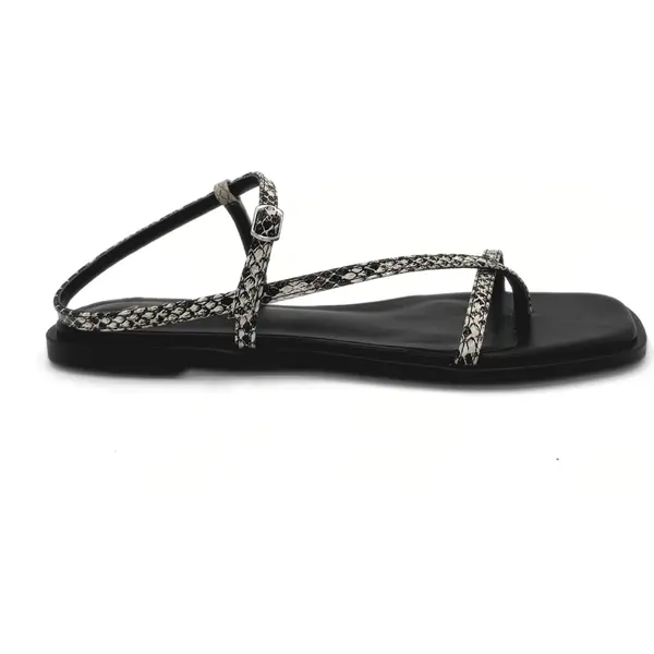 AMIE RAFA Maxy Asymmetric T-strap Flat Sandals - Snake