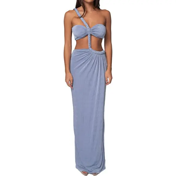JLUXLABEL Ema One Shoulder Maxi Dress - Blue