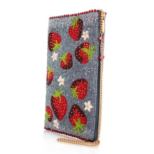 MARY FRANCES ACCESSORIES Strawberry Jam Crossbody Phone Bag