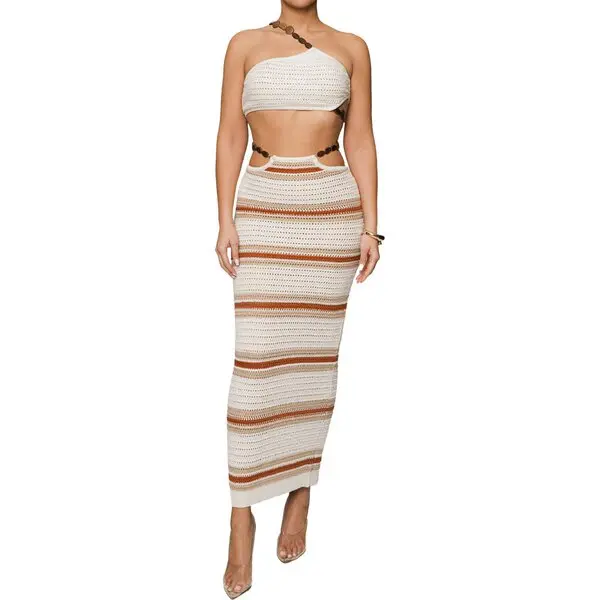 JLUXLABEL Crochet Skirt Set - Orange