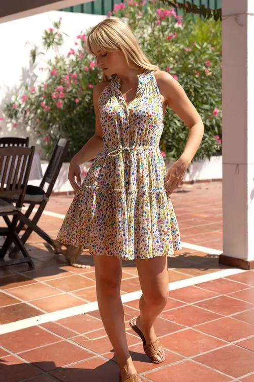 CHANGE OF SCENERY Charlotte Printed Cotton Shirtdress