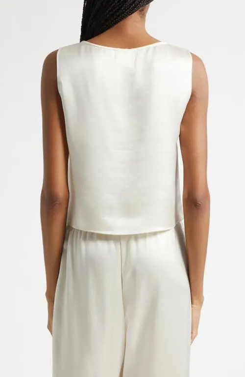 LESET Barb Sleeveless Crop Satin Top - Creme