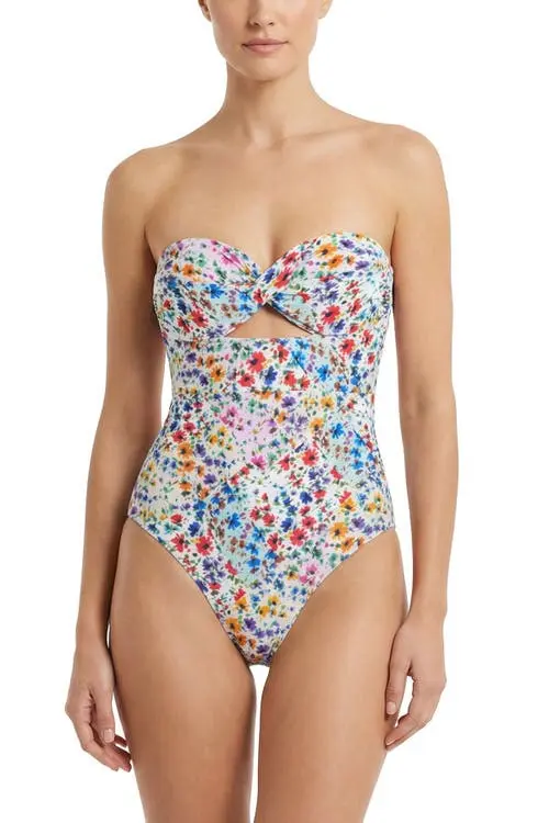 CHANGE OF SCENERY Ella Twist Bandeau One-piece Swimsuit - Wildflower Patch