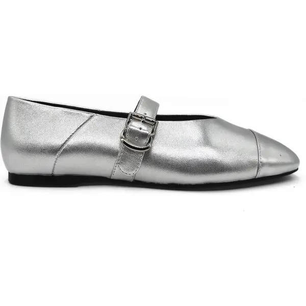 AMIE RAFA Reign Cap Toe Mary Janes - Silver