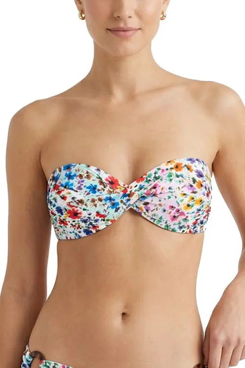 CHANGE OF SCENERY Loryn Twist Bandeau Bikini Top - Wildflower Patch