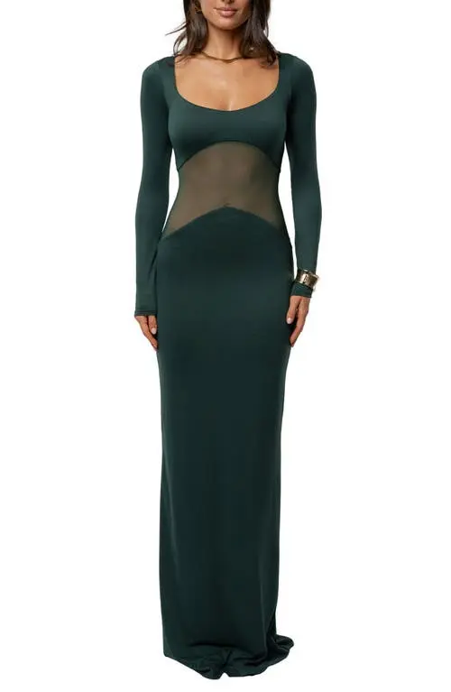 JLUXLABEL Maxi Dress With Sheer Mesh - Green