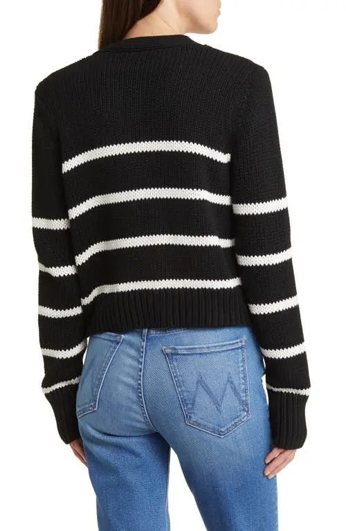 LA LIGNE Marina Stripe Cardigan - Black/cream